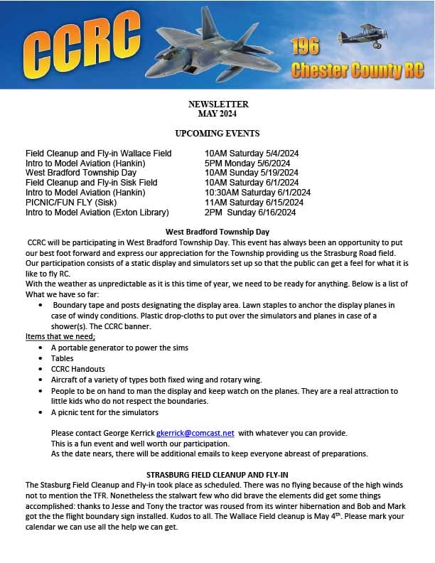 May 2024 | Chester County Radio Control Club